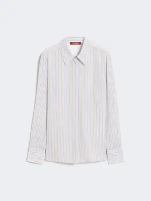 Max Mara Printed Crepe De Chine Shirt - Light Blue