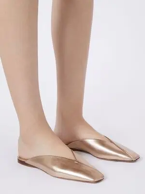 Max Mara Laminated Nappa Leather Mules - Pink