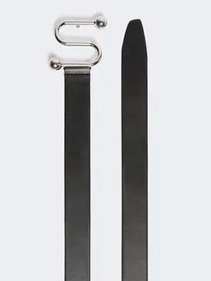 Max Mara Leather Belt With Metallic S-shaped Buckle