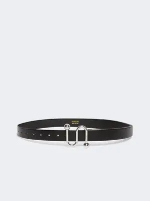 Max Mara Leather Belt With Metallic S-shaped Buckle