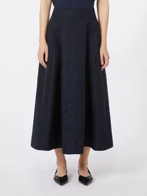 Max Mara Pleated Jacquard Knit Flared Skirt