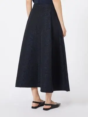 Max Mara Pleated Jacquard Knit Flared Skirt