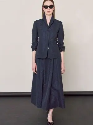 Max Mara Pleated Jacquard Knit Flared Skirt