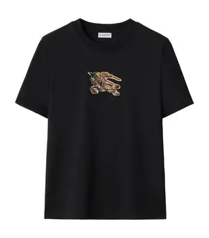 Burberry Cotton Check Equestrian Knight Design T-shirt - Black