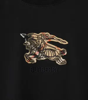 Burberry Cotton Check Equestrian Knight Design T-shirt - Black