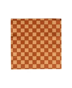 JOLLITY & CO Checkered Paper Large Napkins, Set Of 16 - Cafe Con Leche (brown)