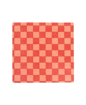 JOLLITY & CO Checkered Paper Large Napkins, Set Of 16 - Cherry (red)