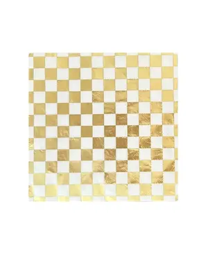 JOLLITY & CO Checkered Paper Large Napkins, Set Of 16 - Gold Clash (gold)