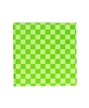 JOLLITY & CO Checkered Paper Large Napkins, Set Of 16 - In The Limelight (green)