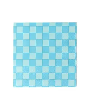 JOLLITY & CO Checkered Paper Large Napkins, Set Of 16 - Out Of The Blue (blue)