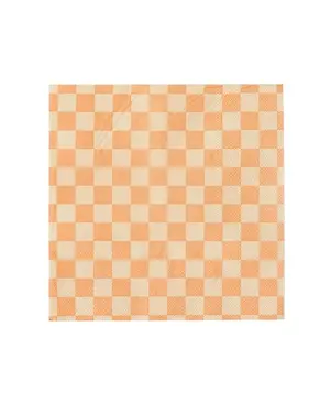 JOLLITY & CO Checkered Paper Large Napkins, Set Of 16 - Peaches And Cream (peach)