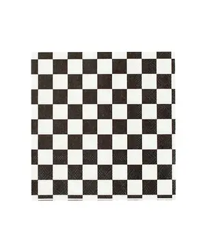 JOLLITY & CO Checkered Paper Large Napkins, Set Of 16 - The Classic (black)