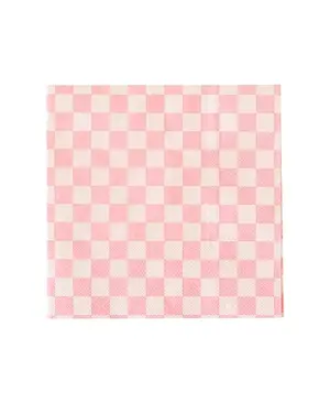 JOLLITY & CO Checkered Paper Large Napkins, Set Of 16 - Tickle Me Pink (pink)
