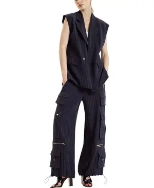 Cynthia Rowley Pinstripe Cargo Pants - Navy