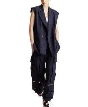 Cynthia Rowley Pinstripe Cargo Pants - Navy