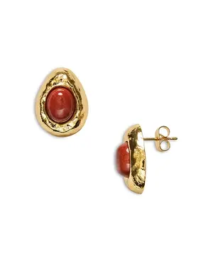 Anni Lu Red Jasper Stud Earrings - Red/gold