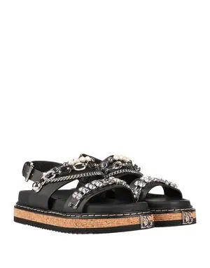 Dolce & Gabbana Embellished Calfskin Flatform Sandals
