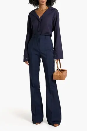 Sportmax Aero Pleated Grain De Poudre Flared Pants