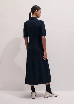 ME+EM Cable Jacquard Half-zip Midi Dress