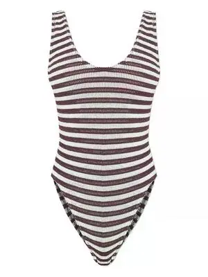 Bond Eye Striped One-piece Swimsuit - Brown