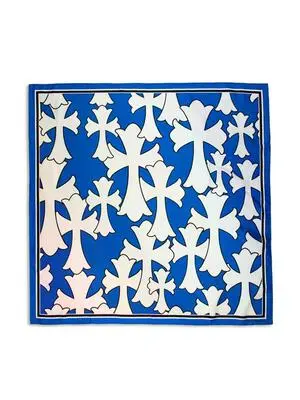 Chrome Hearts Cemetery Cross Silk Scarf - Blue