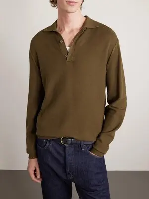 TOM FORD Silk And Cotton-blend Piqué Polo Shirt