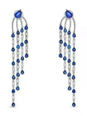 JEWELS AFICIONADO Diamond And Sapphire Chandelier Earrings - Silver