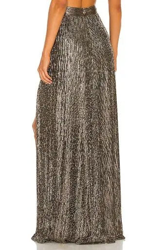 NOOKIE X Alchemy Maxi Skirt In Metallic Gold