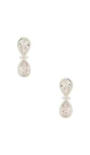 Ettika Infinity Crystal Stud Earrings - Clear Crystal & Silver