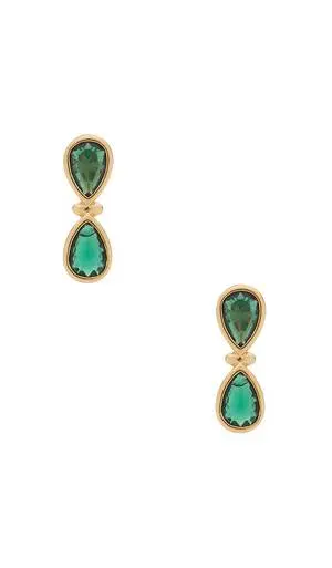 Ettika Infinity Crystal Stud Earrings - Emerald Crystal & Gold