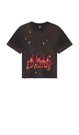 Ed Hardy By Appointment Only Eagle Flame Cropped Boxy Tee In Grey