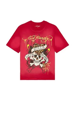 Ed Hardy Skull Boxy Tee In Red