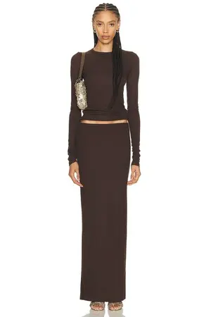Eterne Long Sleeve Fitted Top - Espresso
