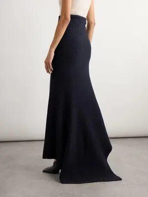 Alaïa Asymmetric Ribbed Wool And Cashmere-blend Skirt