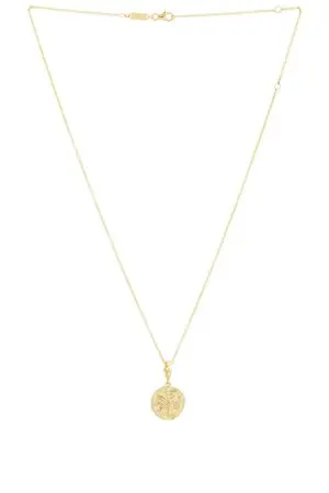 AZLEE Revival Phoenix Rising Small Coin Necklace - 18k Yellow Gold & White Diamond