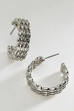 Anthropologie Link Hoop Earrings - Silver