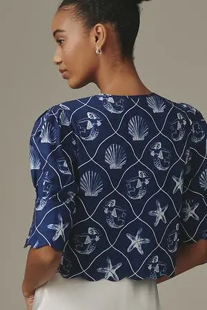 SISTER NEW YORK Tie-front Linen Blend Top