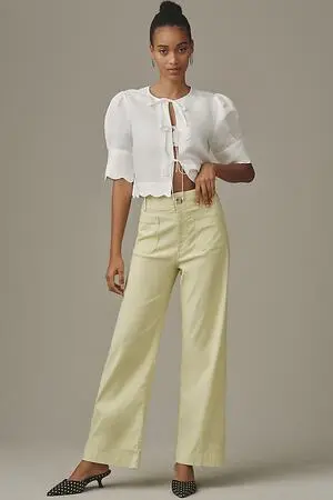 SISTER NEW YORK Tie-front Linen Blend Top - White