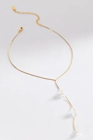 Anthropologie Delicate Crystal Y Necklace - Gold