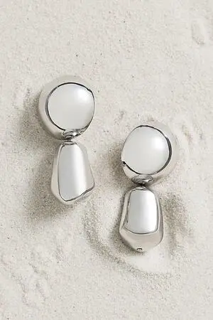 Anthropologie Geo Stack Statement Earrings - Silver