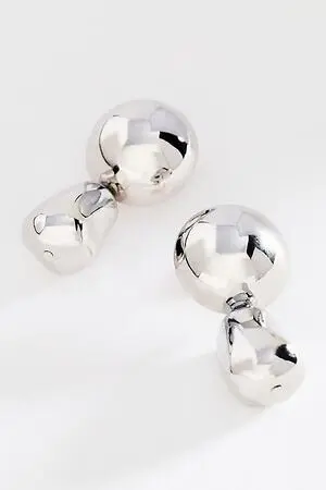 Anthropologie Geo Stack Statement Earrings - Silver