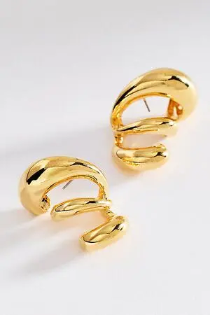 Anthropologie Structural Swirl Earrings - Gold