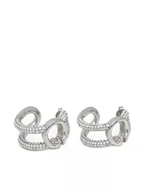 Guess Rhinestone-embellished Hoop Earrings - Silver