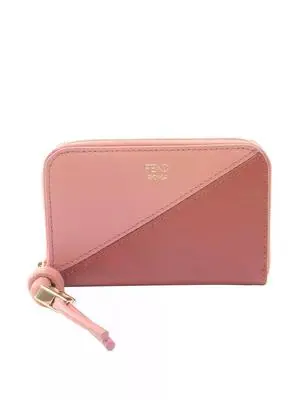 Fendi 2010-2025 Mini Leather Ff Diamond Zip Around Wallet Small Wallets - Pink