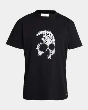 Alexander McQueen Lace Skull Cotton T-shirt - Black/whit