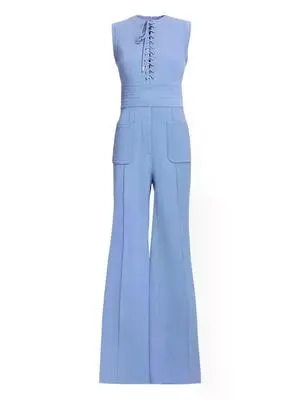 Elie Saab Lace-up Wide-leg Jumpsuit - Blue