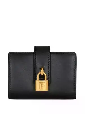 Balmain Padlock Leather Wallet - Black