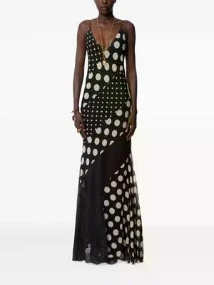 Nina Ricci Polka-dot Silk Maxi Dress - Black