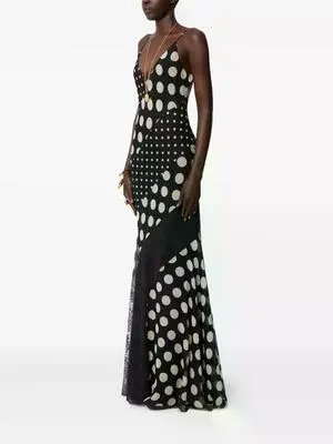 Nina Ricci Polka-dot Silk Maxi Dress - Black