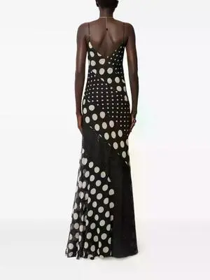 Nina Ricci Polka-dot Silk Maxi Dress - Black